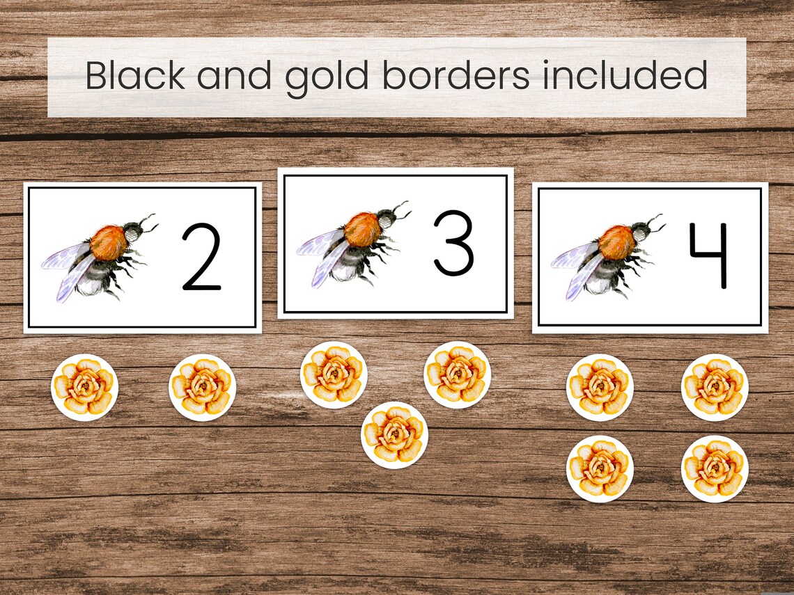 Bees & Flowers Numbers and Counters Activity montessori Preschool Math ...