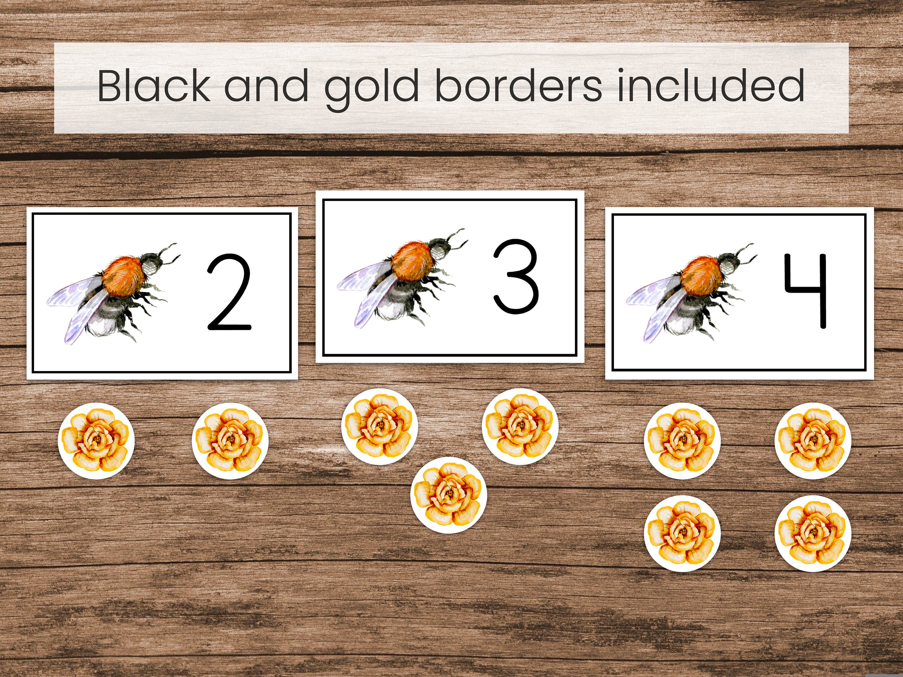 Bees & Flowers Numbers and Counters Activity (montessori Preschool Math ...