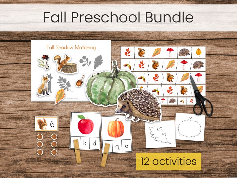 Fall Preschool Activity Bundle, Montessori Autumn Unit Printable ...