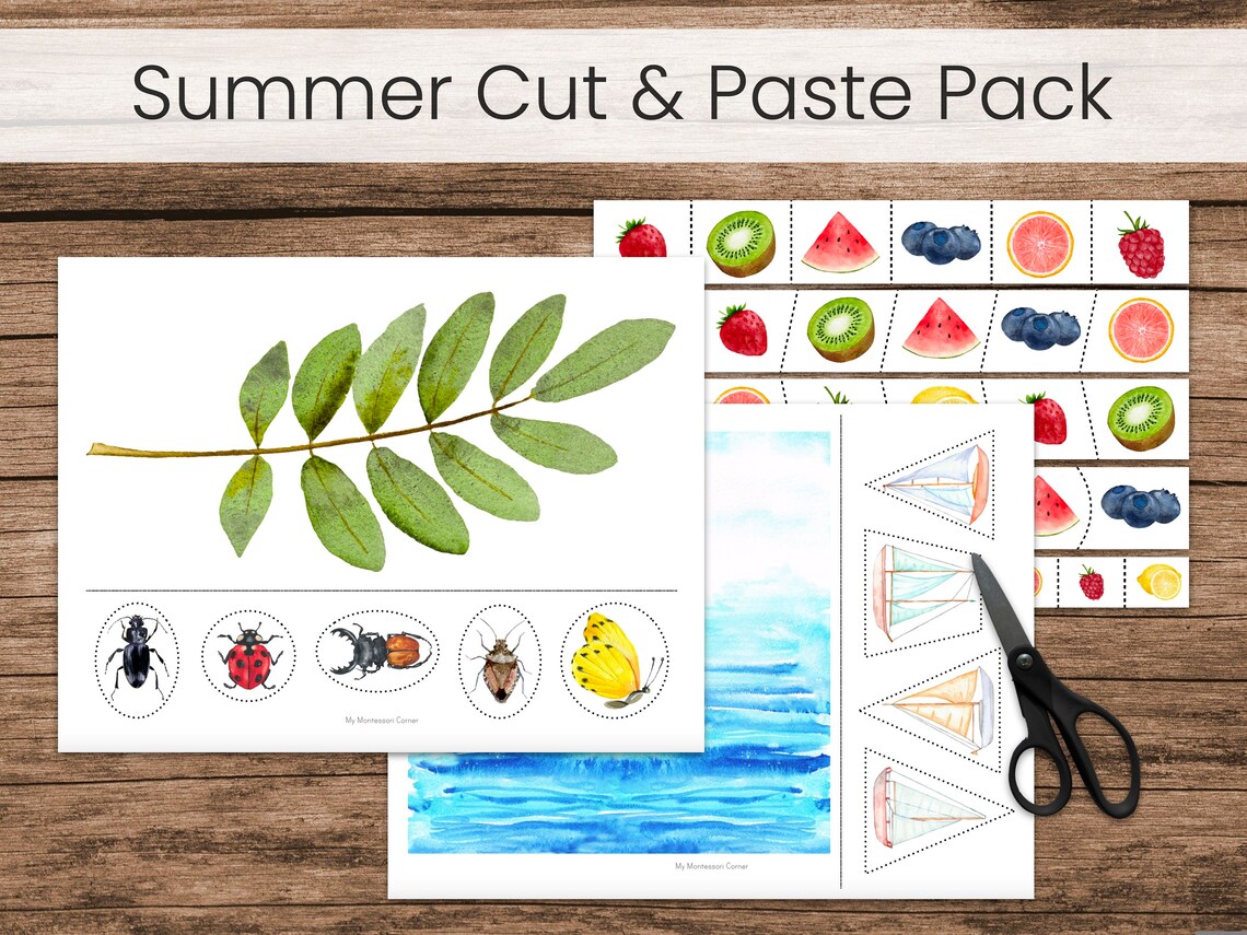 Summer Cut and Paste Activity Pack (preschool Fine Motor Printables) - Etsy