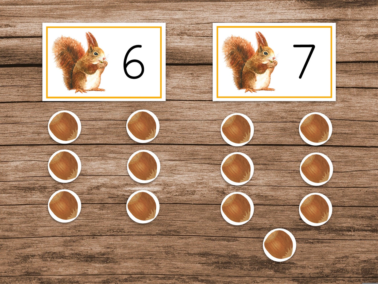 Fall Squirrels Number and Counting Cards Activity (montessori Preschool ...