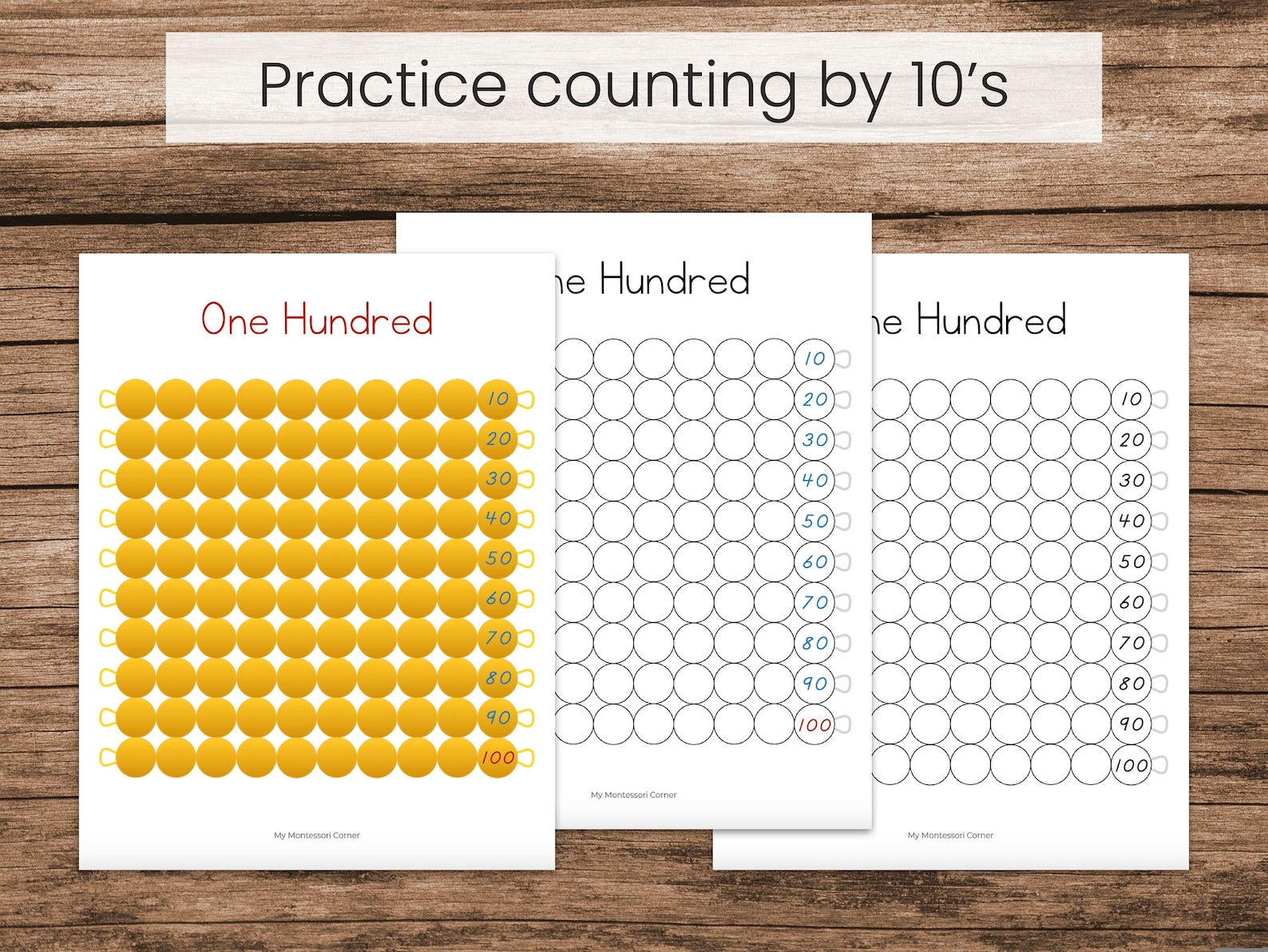 Montessori Golden Beads Hundred Chart Printable, Math Extension ...