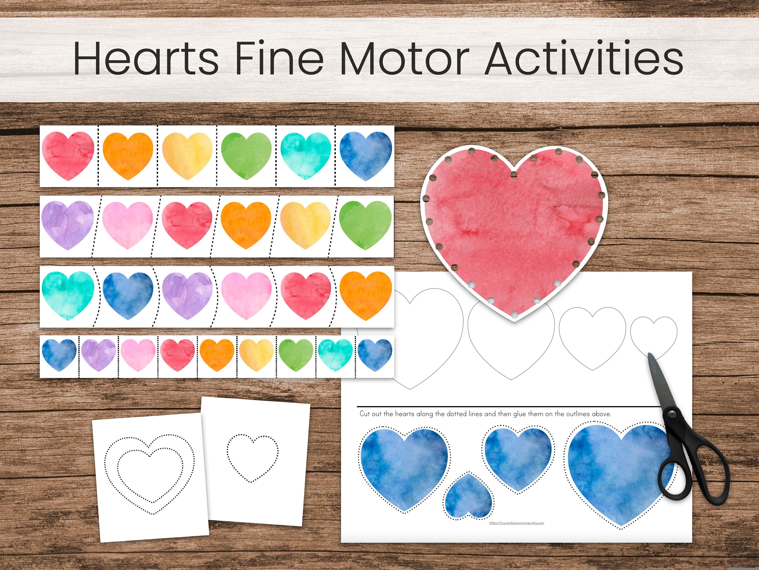 Hearts Fine Motor Activities montessori Preschool Printables - Etsy
