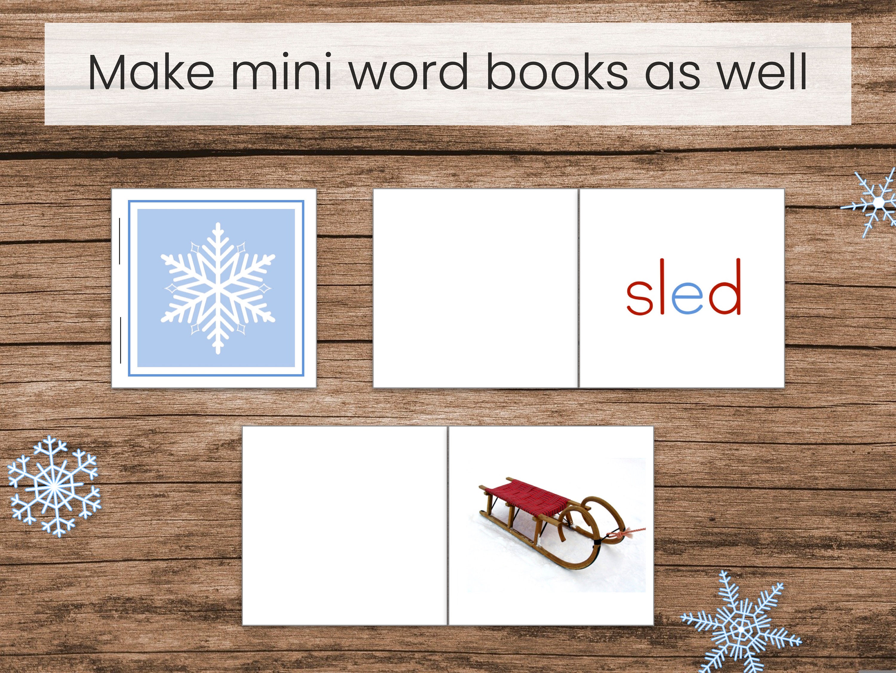 Winter Montessori Blue Series Reading Cards (picture and Word Matching ...
