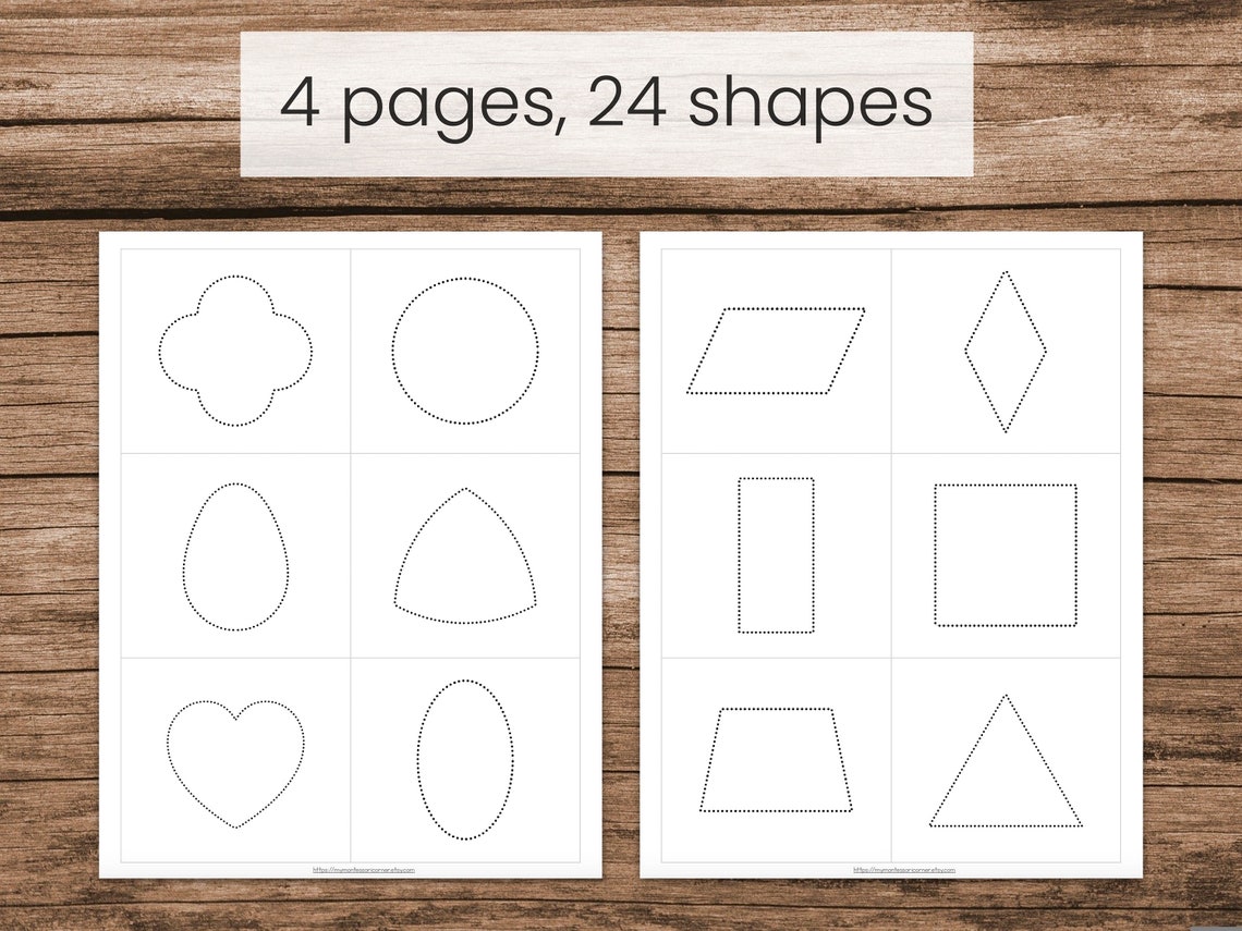 Geometric Shapes Punching or Tracing (montessori Fine Motor Printable ...