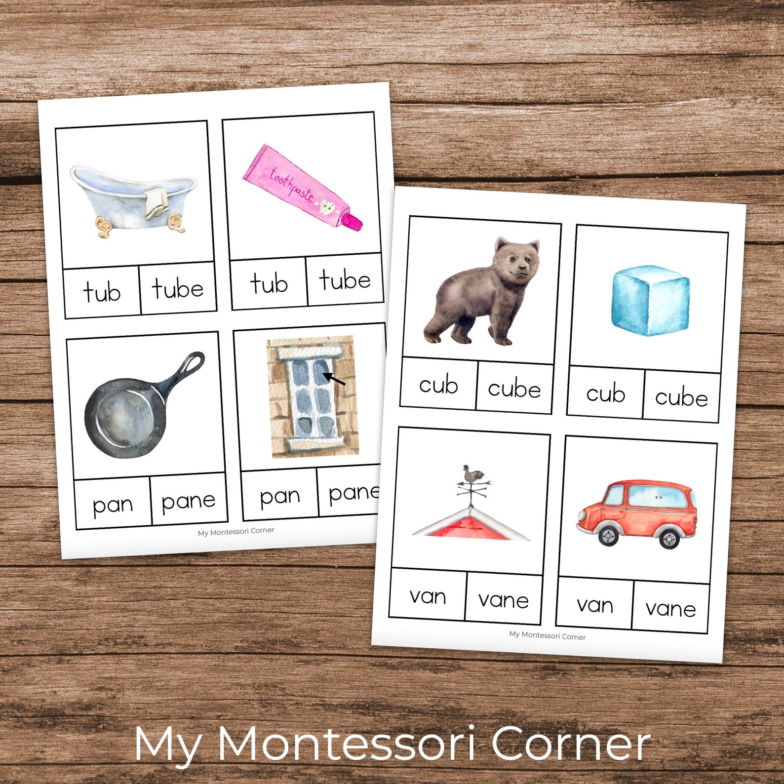 Silent E Clip Cards (montessori Green Series Reading Printable Activity ...