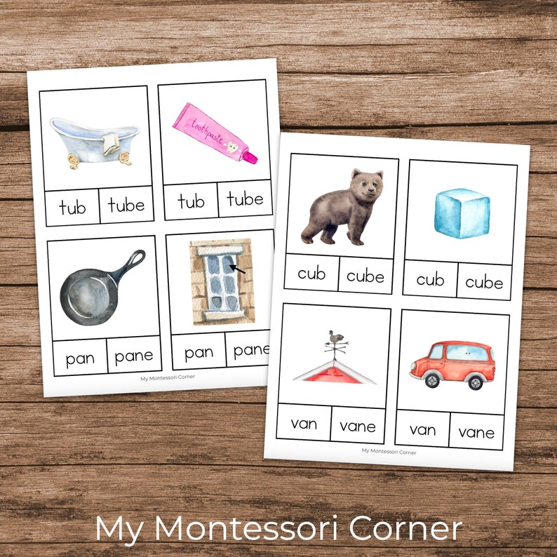 Silent E Clip Cards (montessori Green Series Reading Printable Activity ...
