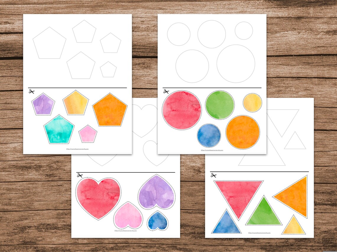 Montessori Cut and Paste Shape Worksheets and Activities (preschool ...