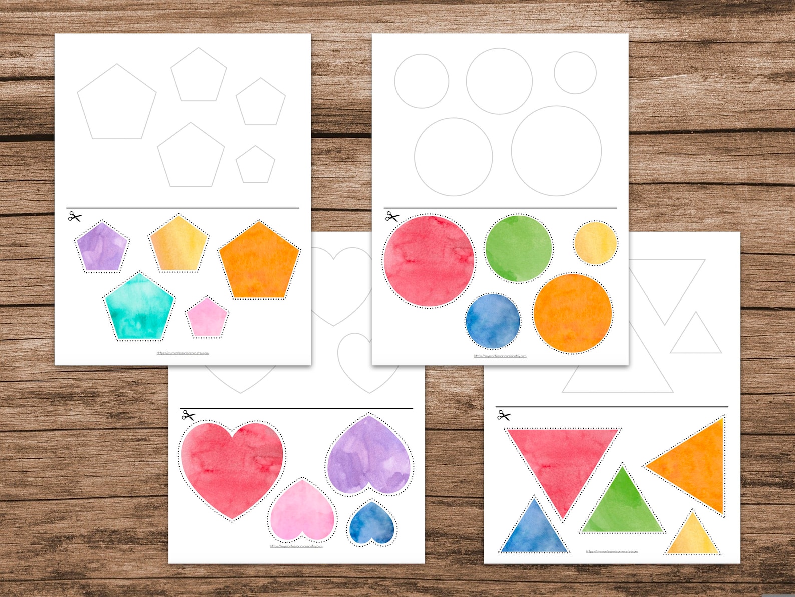 Montessori Cut and Paste Shape Worksheets and Activities (preschool ...