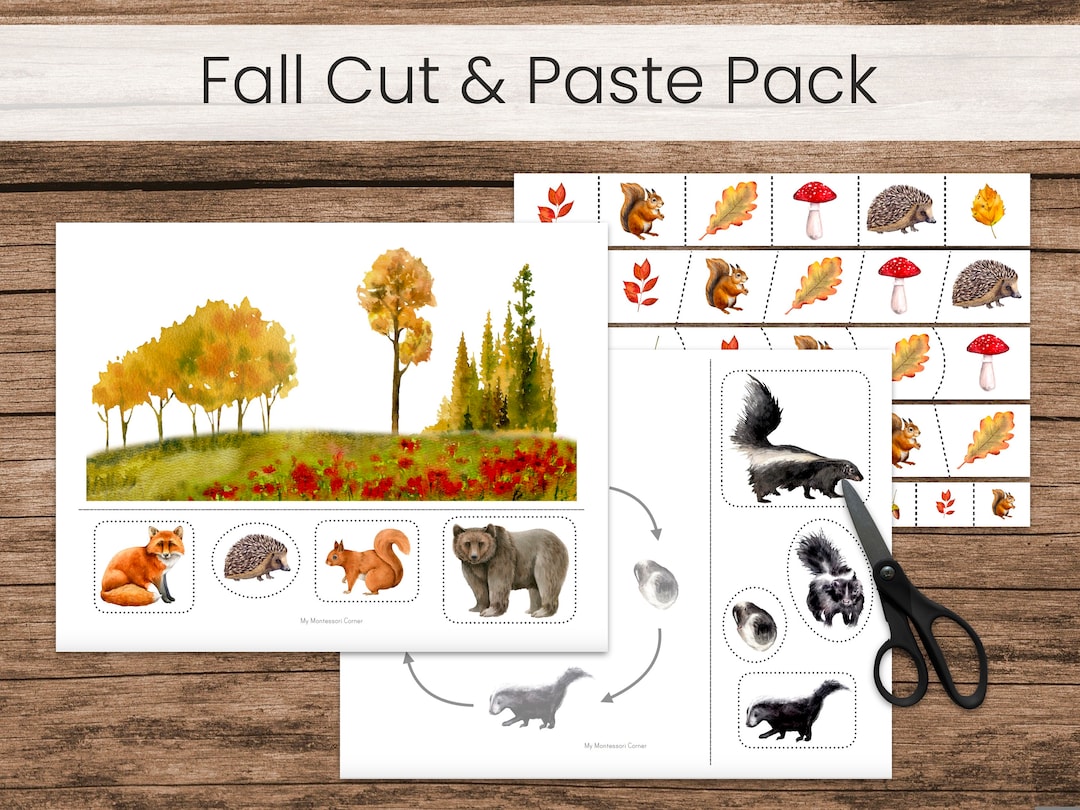 Fall Cut and Paste Activity Pack, Preschool Fine Motor Scissors ...