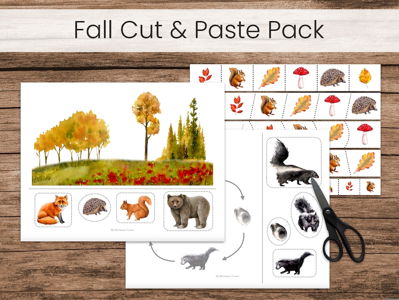 Fall Cut and Paste Activity Pack, Preschool Fine Motor Scissors ...