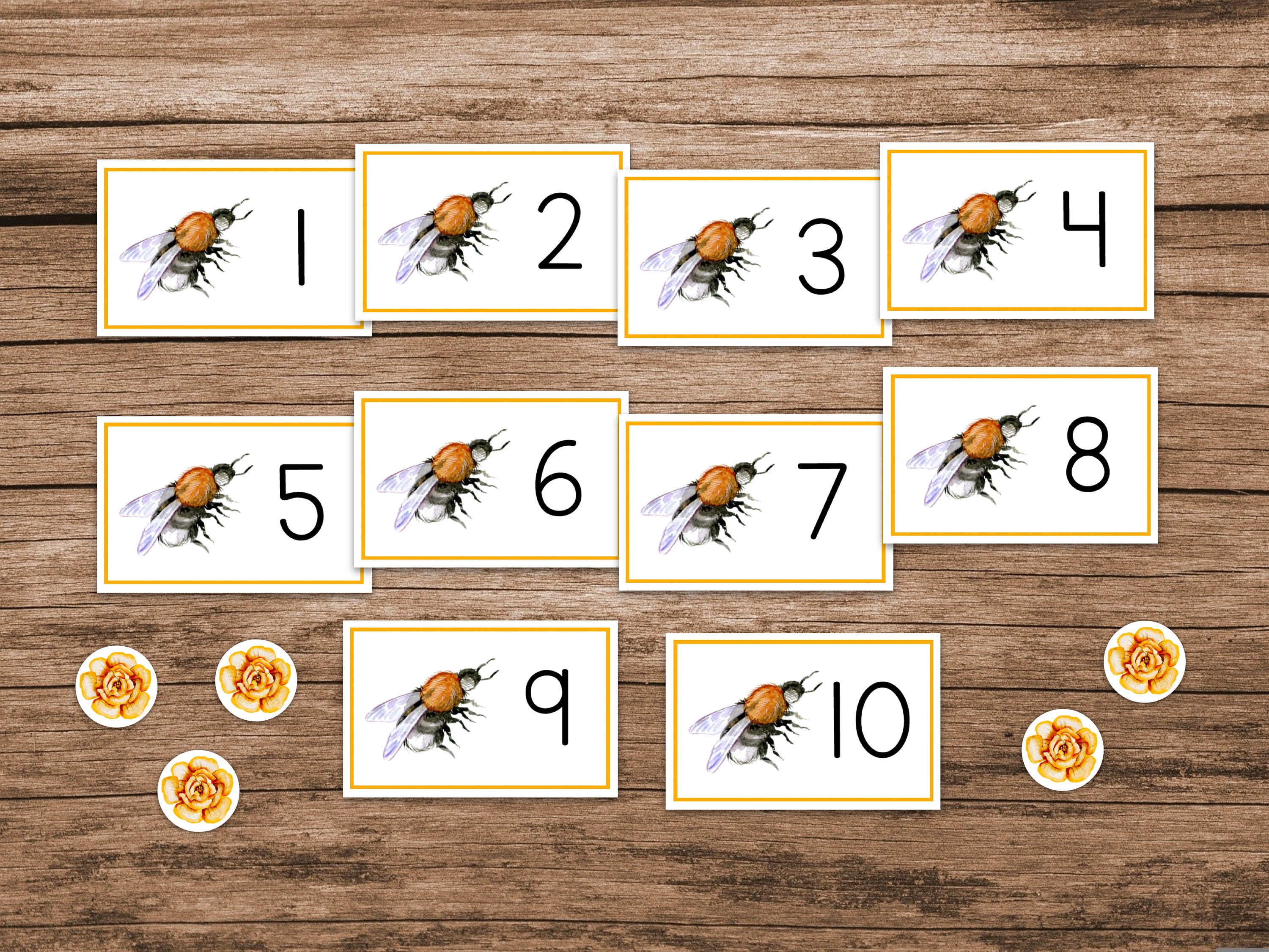 Bees & Flowers Numbers and Counters Activity (montessori Preschool Math ...