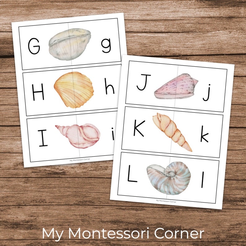 Summer Seashell Alphabet Uppercase Lowercase Matching Puzzle Cards ...