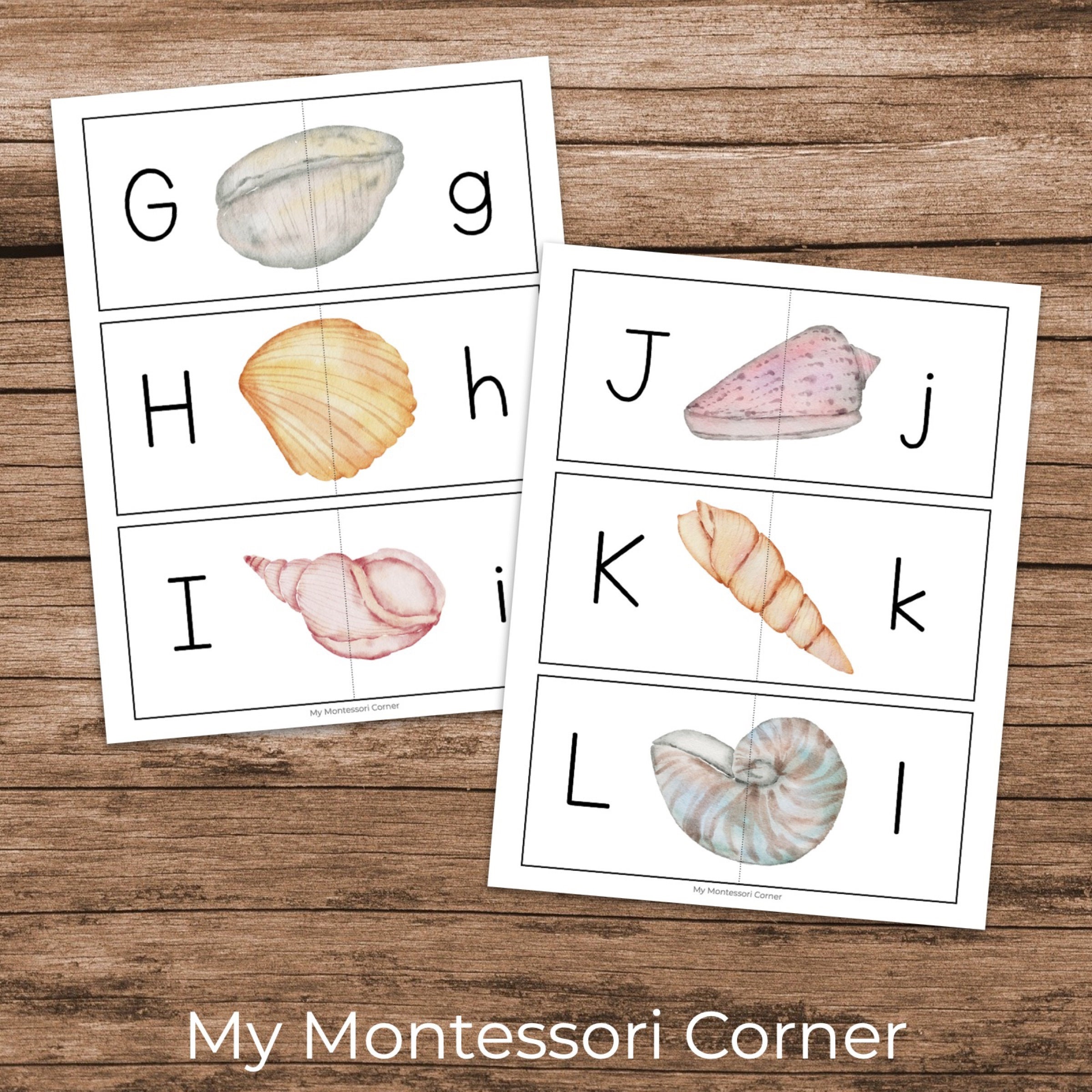 Summer Seashell Alphabet Uppercase Lowercase Matching Puzzle Cards ...