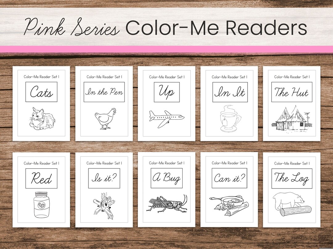 CURSIVE Pink Series Color-me Readers (montessori Phonetic Reading Books ...