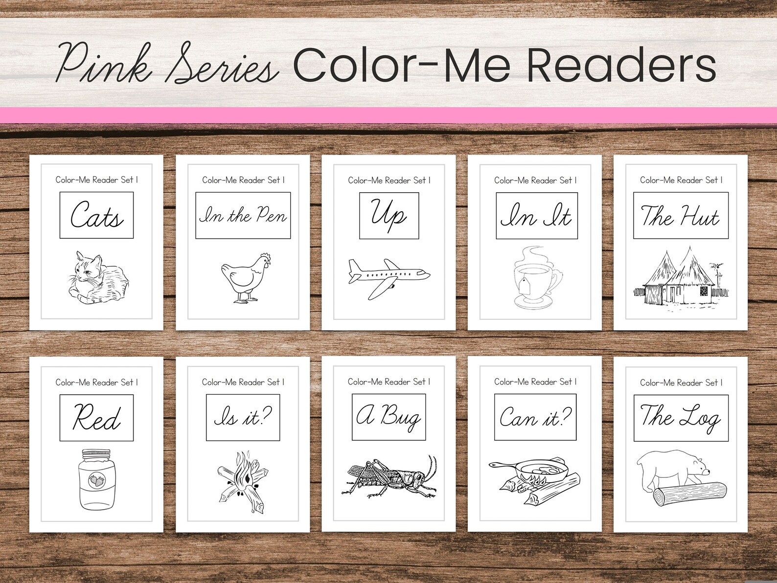 CURSIVE Pink Series Color-me Readers (montessori Phonetic Reading Books ...