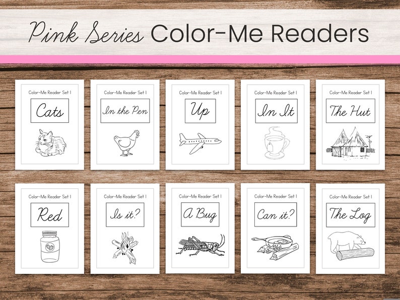 CURSIVE Pink Series Color-me Readers (montessori Phonetic Reading Books ...