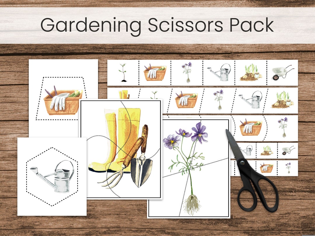 Gardening Scissors Practice Strips and Puzzles (preschool Fine Motor ...
