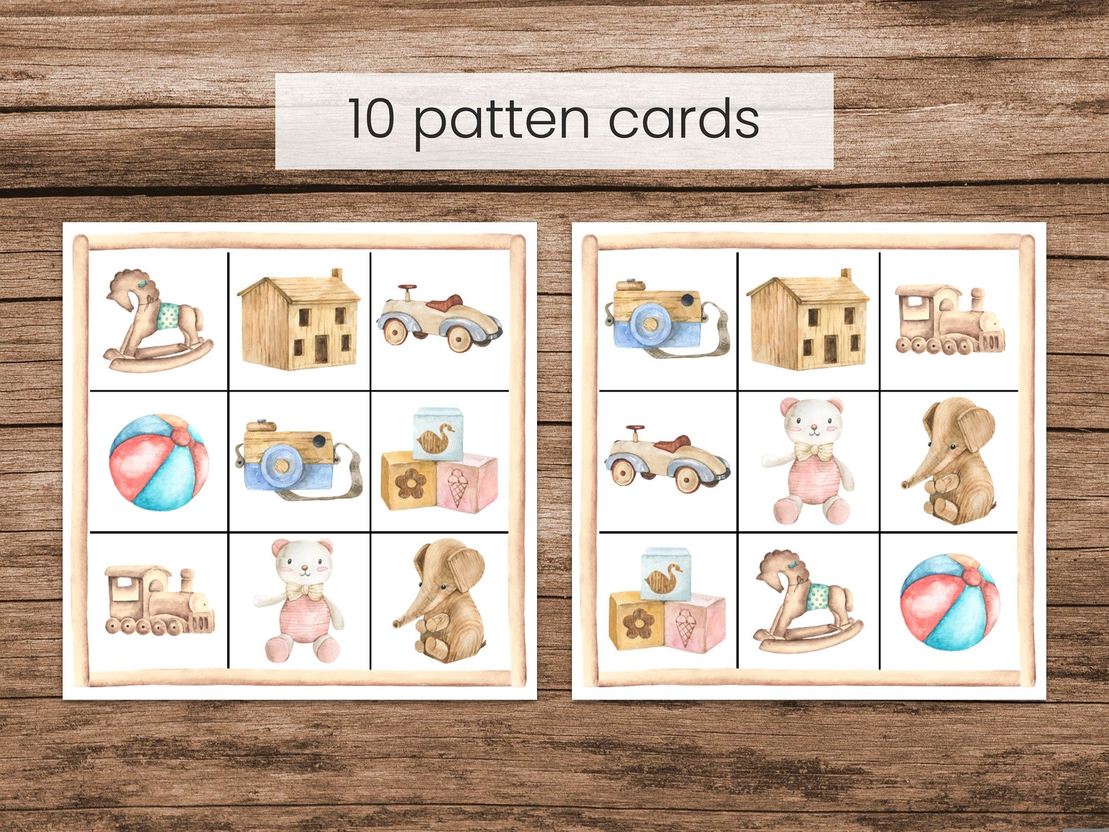 Toys Pattern Matching Cards preschool Printable Learning - Etsy