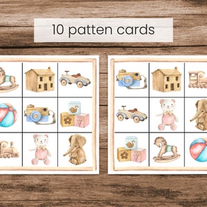 Toys Pattern Matching Cards preschool Printable Learning - Etsy