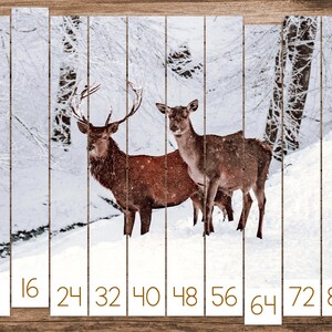 Winter Forest Skip Counting Puzzles (montessori Math Printable) - Etsy