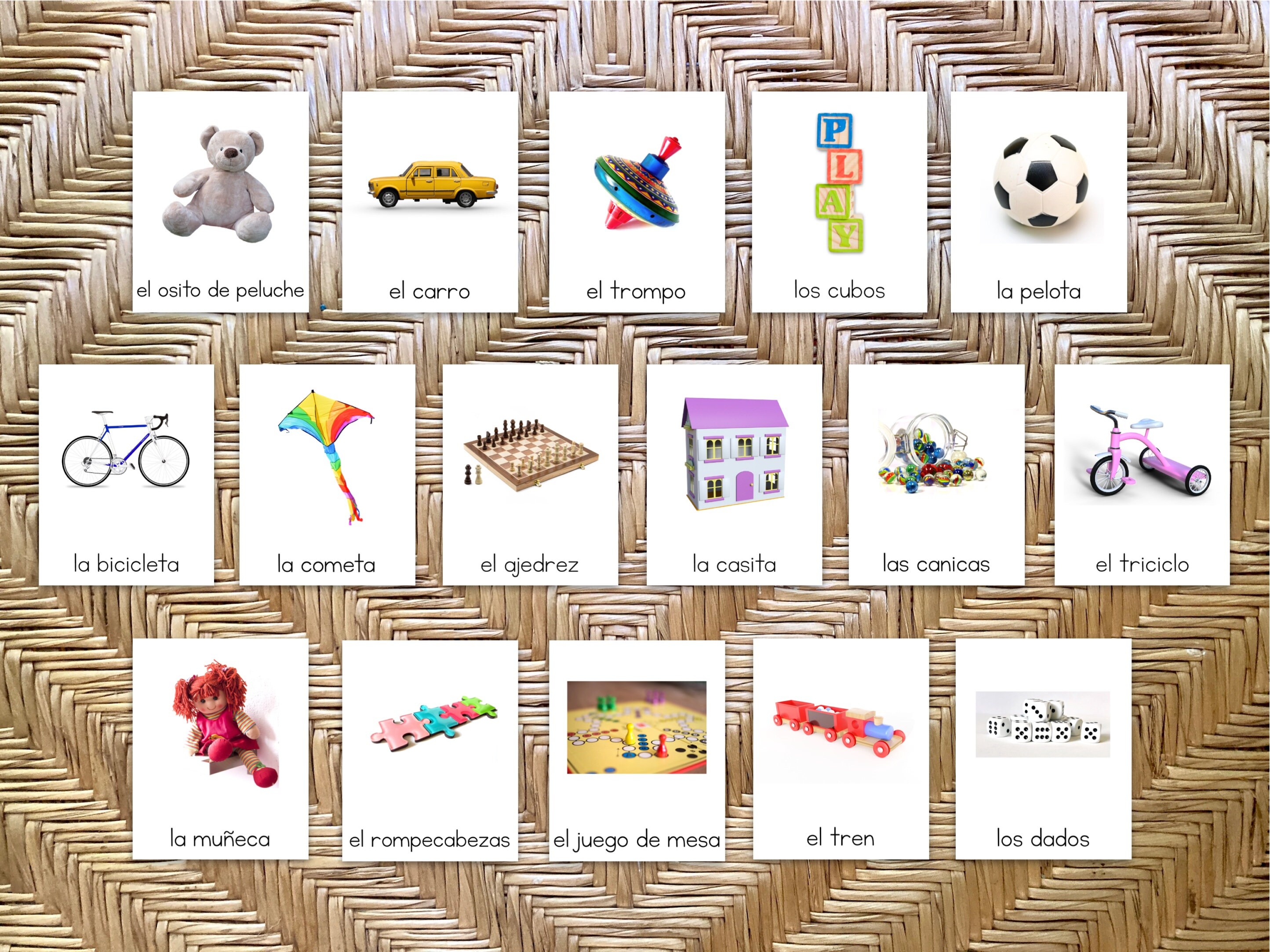 SPANISH Toys 3 Part Cards: Montessori Preschool Homeschool - Etsy