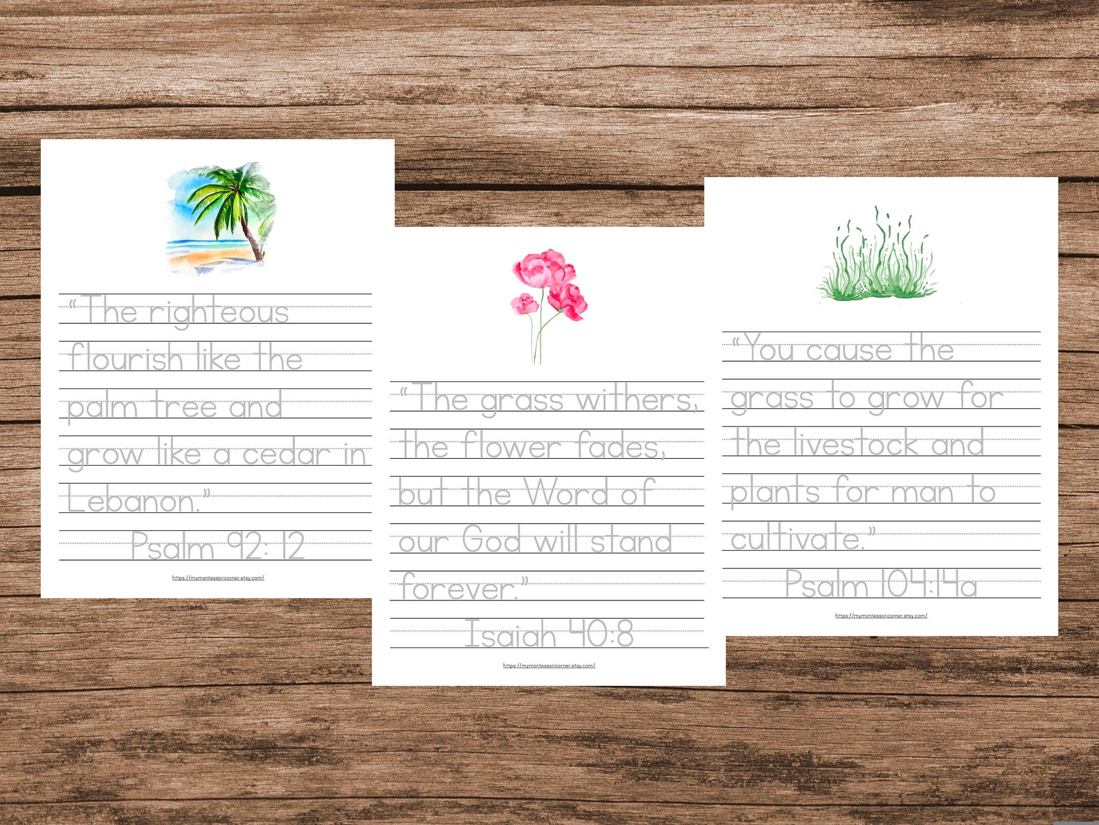 Nature Bible Verses Copywork (printable Tracing and Handwriting Pages ...
