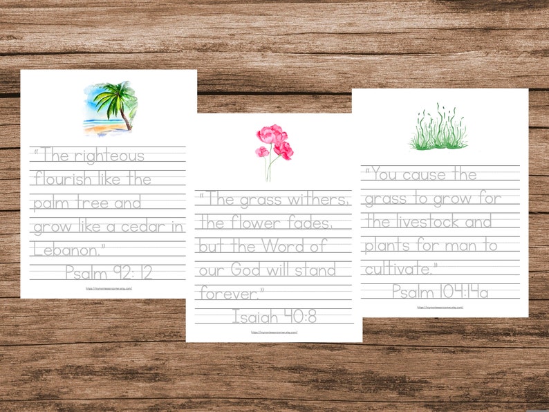 Nature Bible Verses Copywork printable Tracing and Handwriting Pages - Etsy