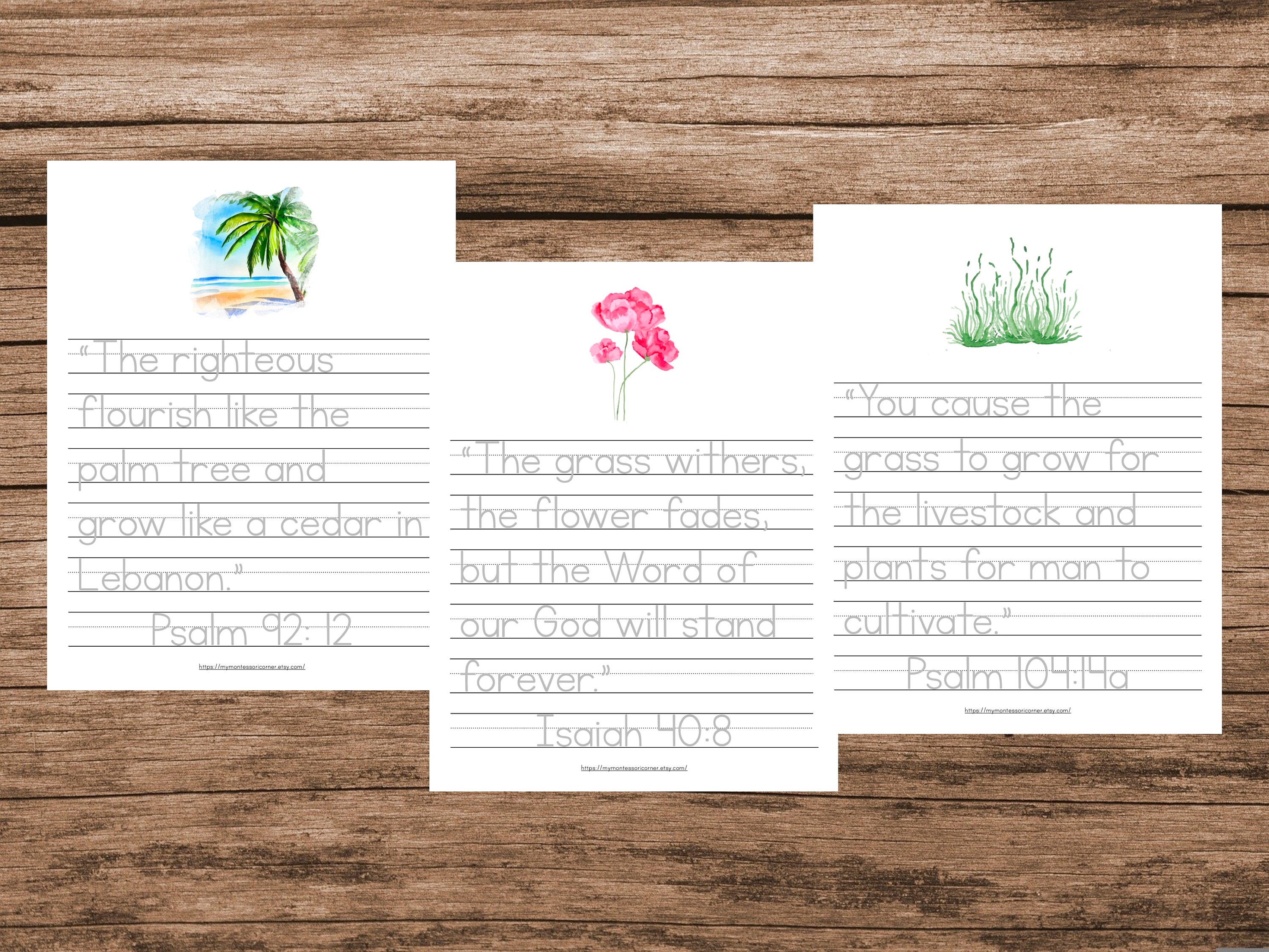 Nature Bible Verses Copywork (printable Tracing and Handwriting Pages ...