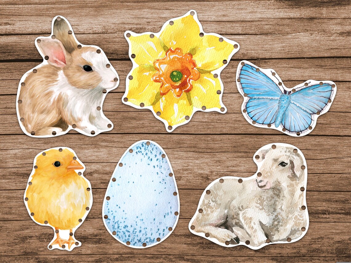 Spring Lacing Cards, Watercolor Nature printable Preschool Fine Motor ...