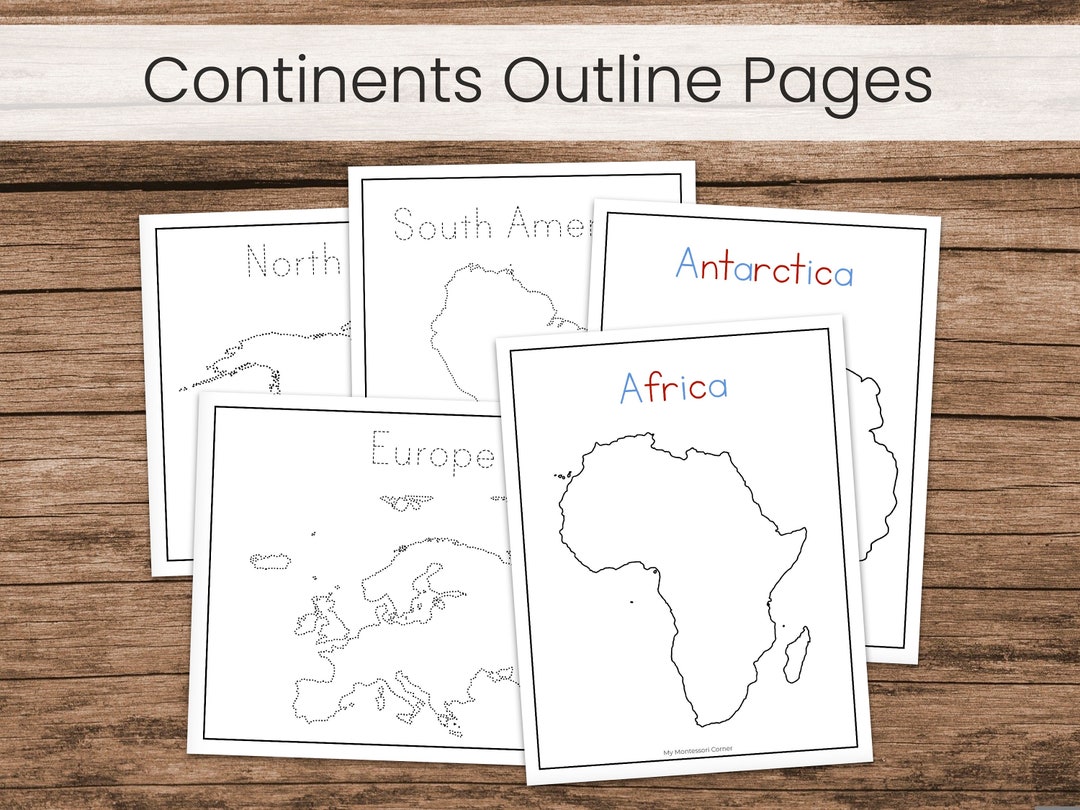 Continents Tracing Worksheets and Art Template Outlines - Etsy Canada