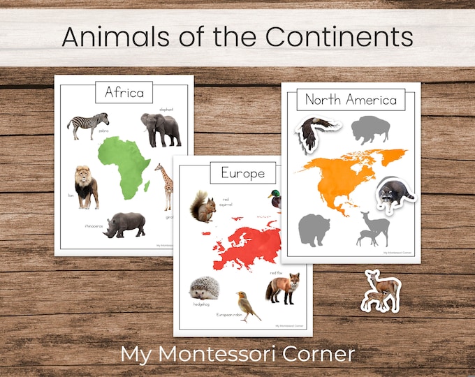 Animals and Their Continents Posters Printable Preschool Kindergarten ...