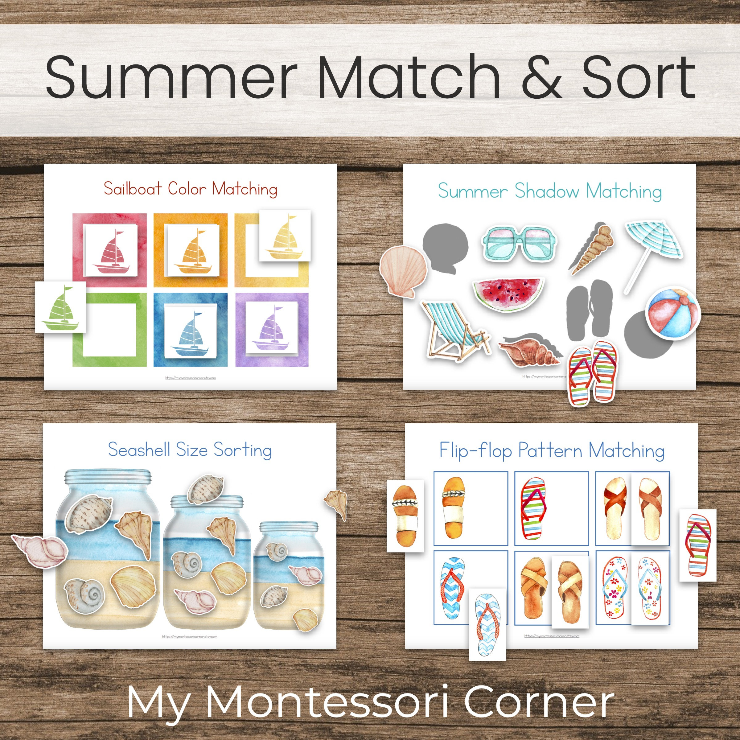 Summer Matching and Sorting Activities (montessori Preschool Binder ...