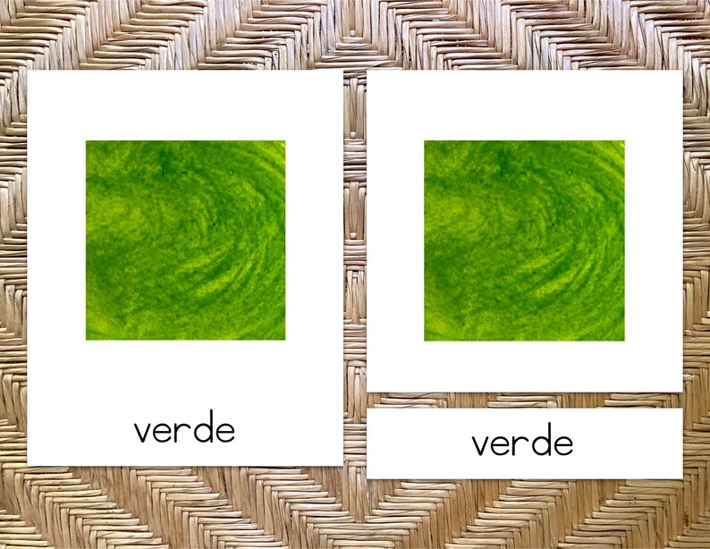 SPANISH Colors Montessori 3 Part Cards, Watercolor - Etsy