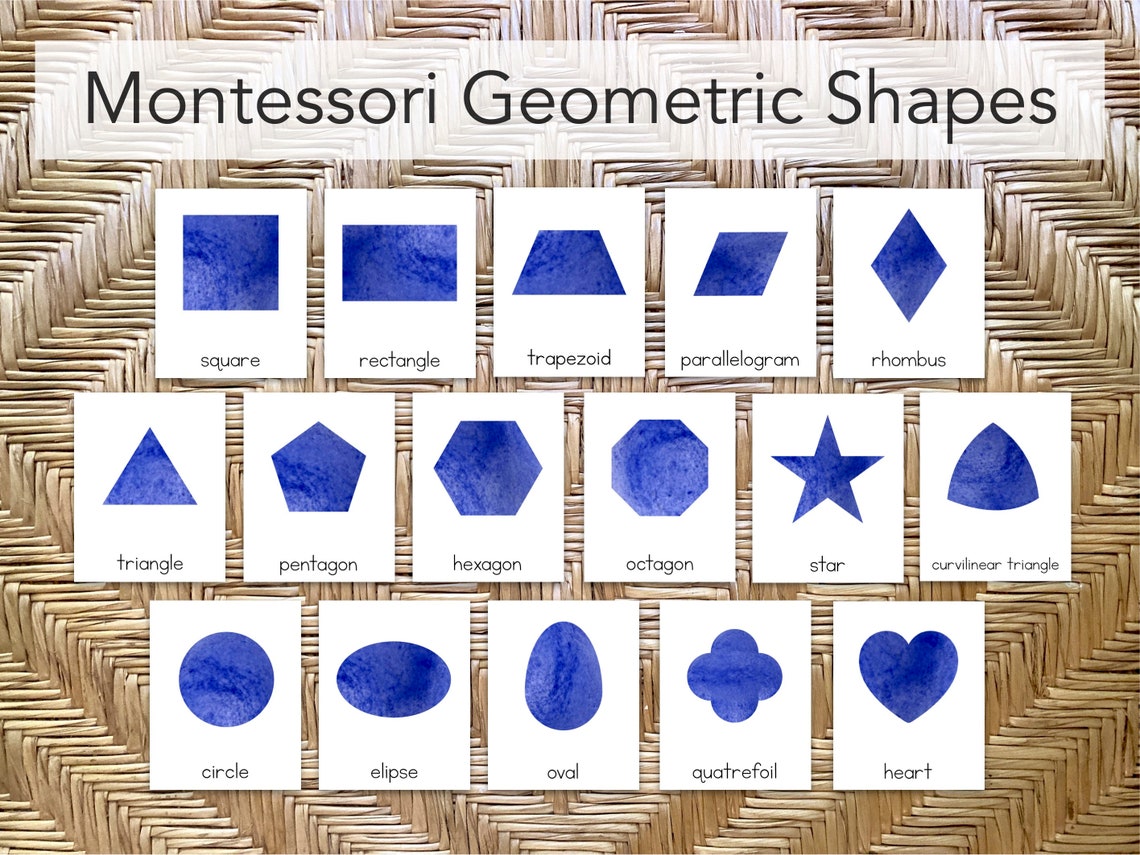 Montessori Geometric Shapes 3-part Cards: Homeschool Preschool - Etsy