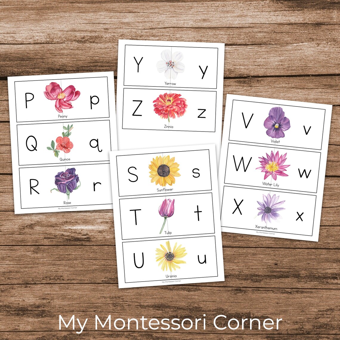Flowers Alphabet Uppercase Lowercase Matching Puzzle Cards, Spring ...