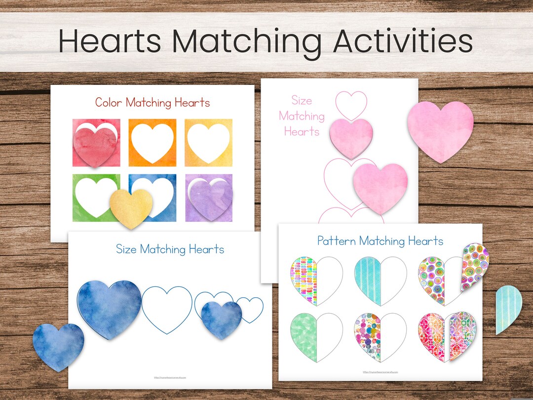 Preschool Hearts Busy Binder Matching Activities - Etsy