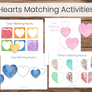 Preschool Hearts Busy Binder Matching Activities - Etsy