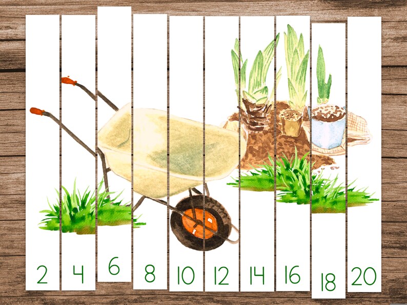 Spring Skip Counting Puzzles (printable Watercolor Math Activity) - Etsy