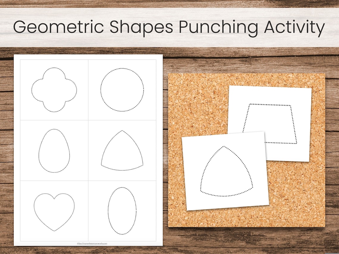 Geometric Shapes Punching or Tracing (montessori Fine Motor Printable ...