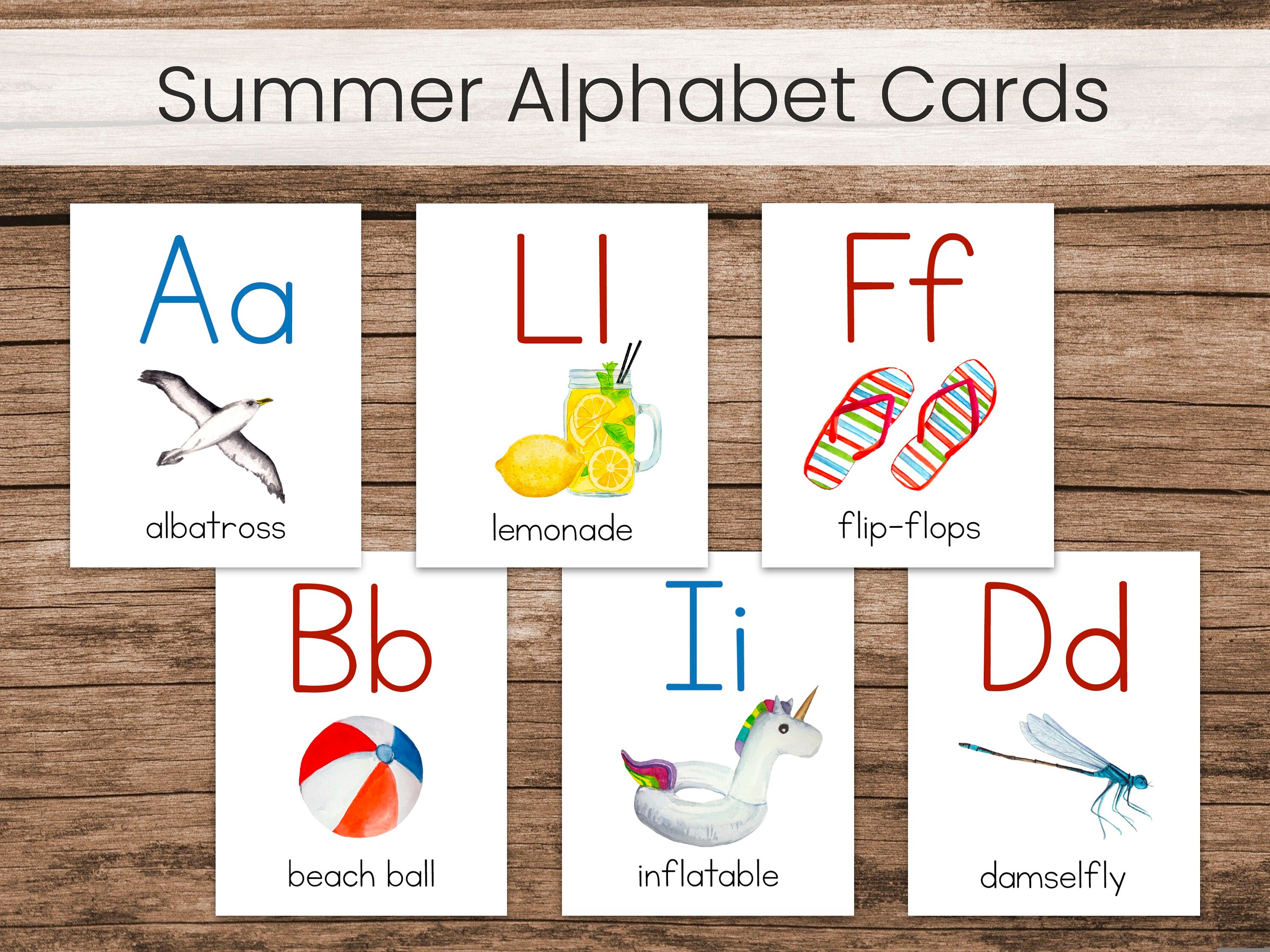Buy Summer Alphabet Cards (montessori Preschool Language Printable ...