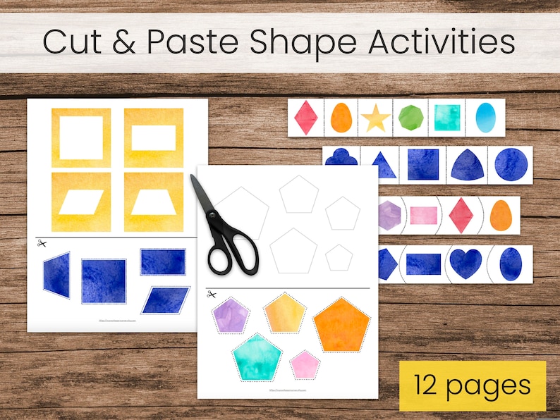 Montessori Cut and Paste Shape Worksheets and Activities (preschool ...