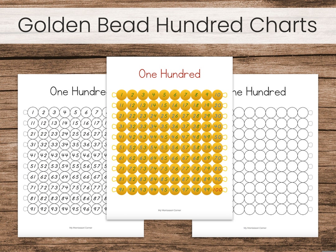 Montessori Golden Beads Hundred Chart Printable, Math Extension ...