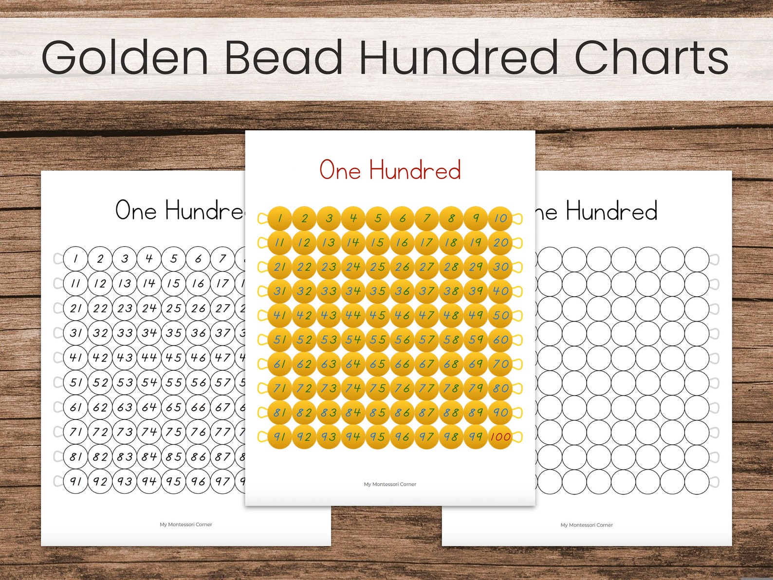 Montessori Golden Beads Hundred Chart Printable, Math Extension ...