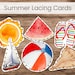 Summer Lacing Cards, Watercolor Beach (montessori Preschool Fine Motor ...