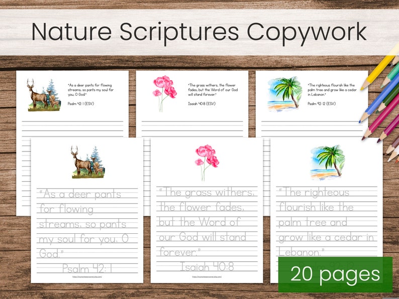 Nature Bible Verses Copywork (printable Tracing and Handwriting Pages ...
