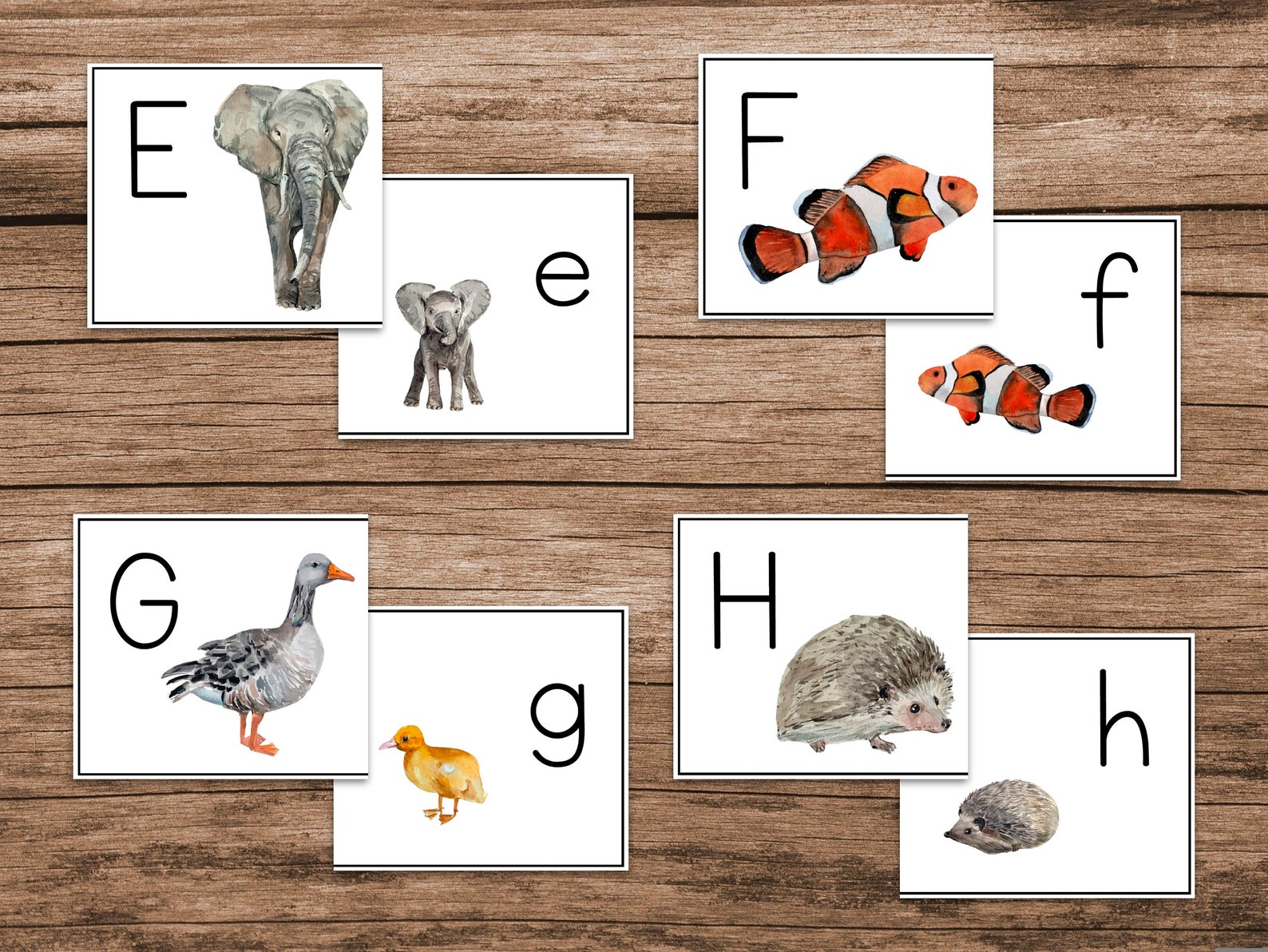 Uppercase-lowercase Alphabet Matching Cards, Mother and Baby Animals ...