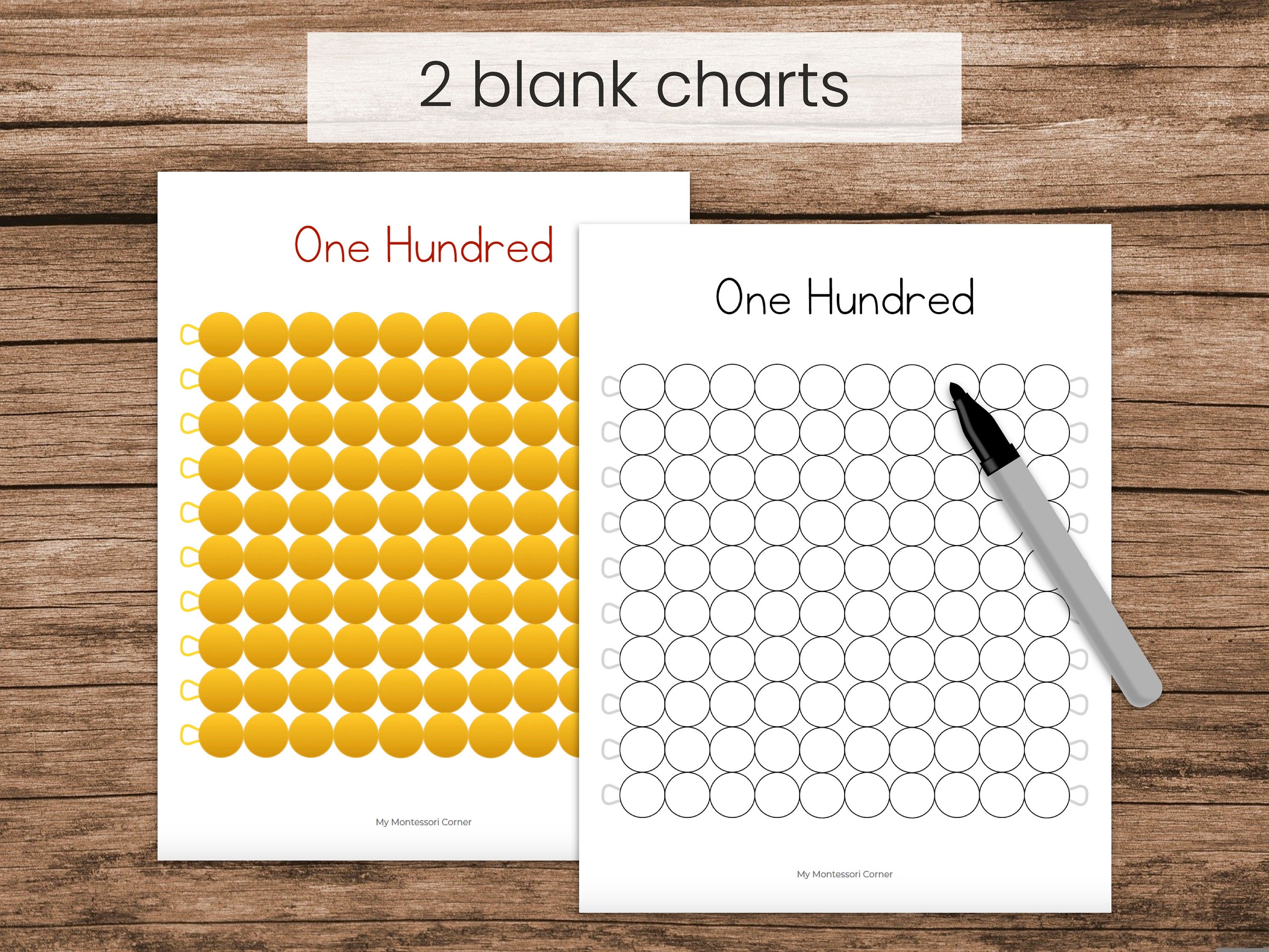 Montessori Golden Beads Hundred Chart Printable, Math Extension ...