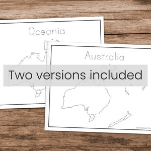 Continents Tracing Worksheets and Art Template Outlines, Montessori ...