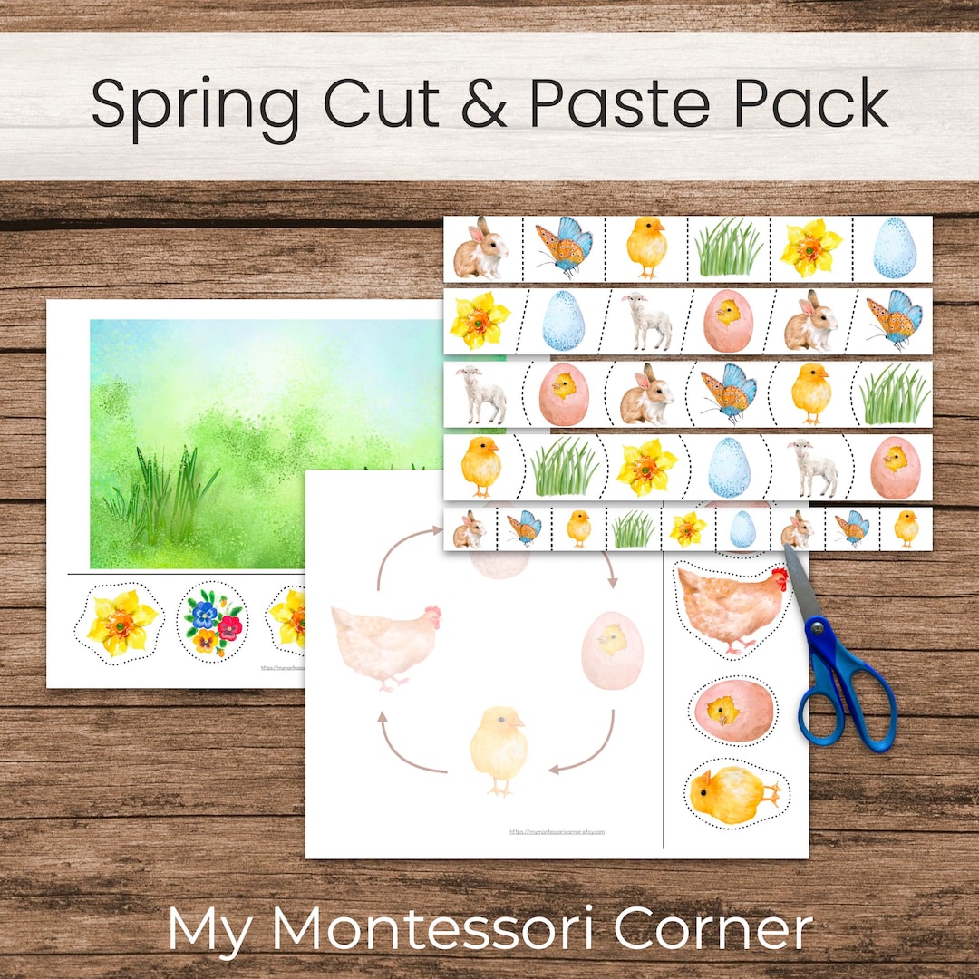 Spring Cut and Paste Activity Pack (preschool Fine Motor Printables) - Etsy